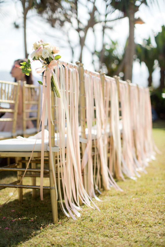 White and pink ribbon chair decor | Wedding & Party Ideas | 100 Layer Cake