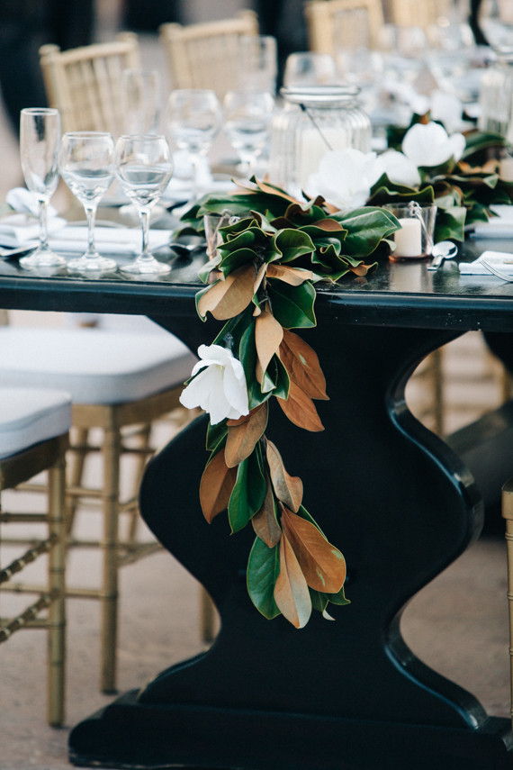 Magnolia leaf table garland | Wedding & Party Ideas | 100 Layer Cake