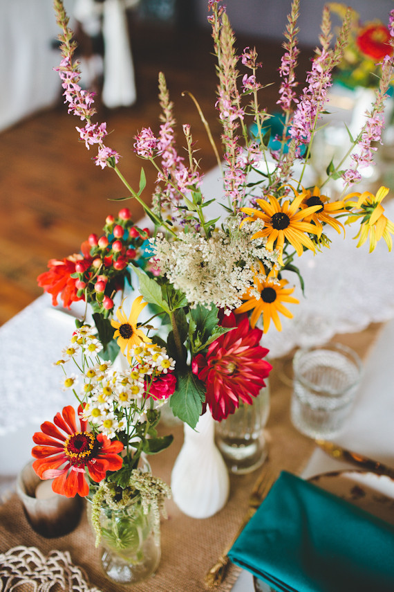 Daisy and colorful flower centerpieces | Wedding & Party Ideas | 100 ...