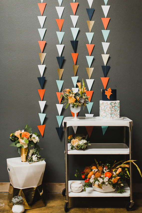 Retro geometric wedding cake table | Wedding & Party Ideas | 100 Layer Cake