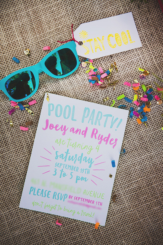 Neon pool party invites | Wedding & Party Ideas | 100 Layer Cake