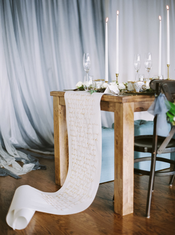 Calligraphy table runner | Wedding & Party Ideas | 100 Layer Cake