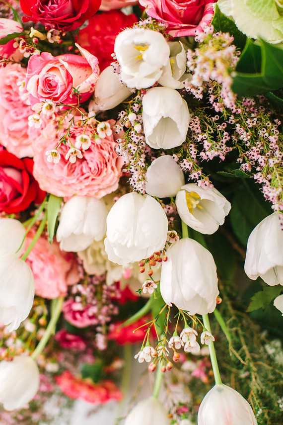 pink and red floral installation | Wedding & Party Ideas | 100 Layer Cake