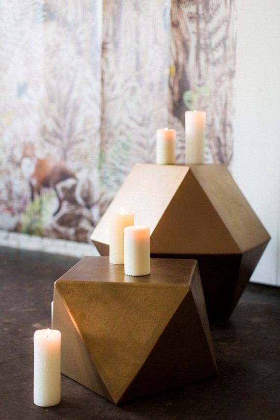 Gold geometric side tables | Wedding & Party Ideas | 100 Layer Cake