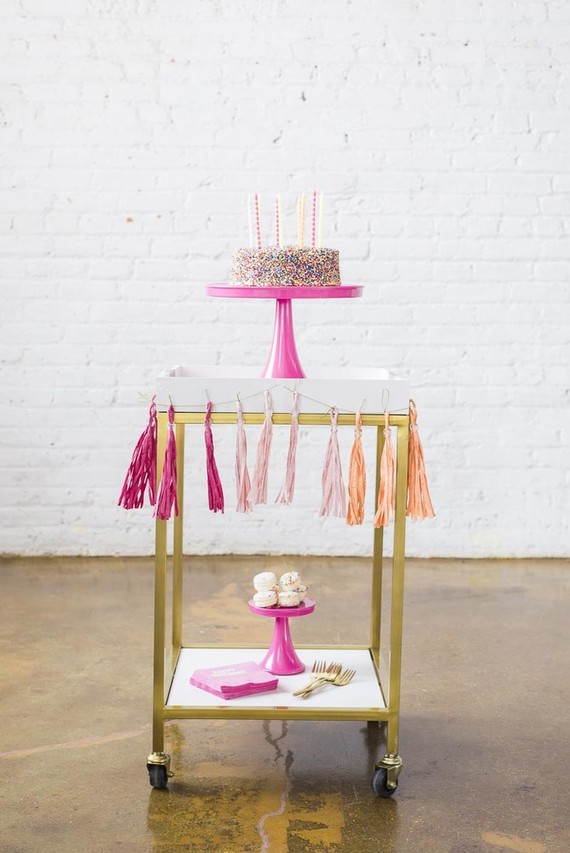 sprinkles birthday cake on a bar cart | Wedding & Party Ideas | 100 ...