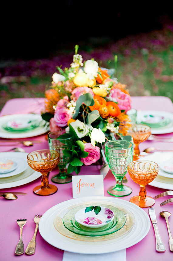 Colorful spring tablescape | Wedding & Party Ideas | 100 Layer Cake