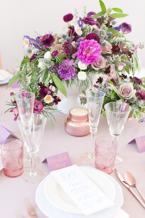 Pink and purple tablescape | Wedding & Party Ideas | 100 Layer Cake