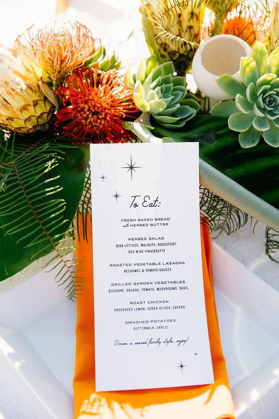Mid-century inspired menu | Wedding & Party Ideas | 100 Layer Cake
