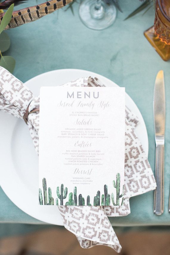 Cactus menu design | Wedding & Party Ideas | 100 Layer Cake