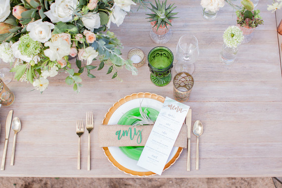 Green place setting | Wedding & Party Ideas | 100 Layer Cake