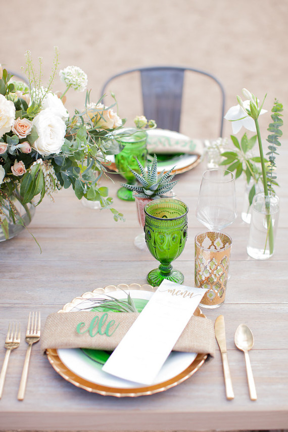 Green place setting | Wedding & Party Ideas | 100 Layer Cake