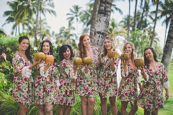 tropical print bridesmaid robes | Wedding & Party Ideas | 100 Layer Cake
