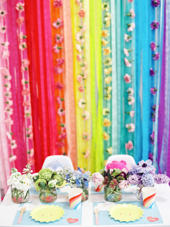 rainbow streamer backdrop | Wedding & Party Ideas | 100 Layer Cake