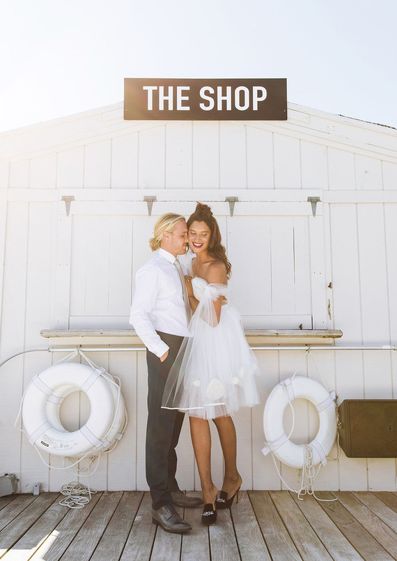 Surf inspired beach wedding in Montauk with the world's cutest dress ...