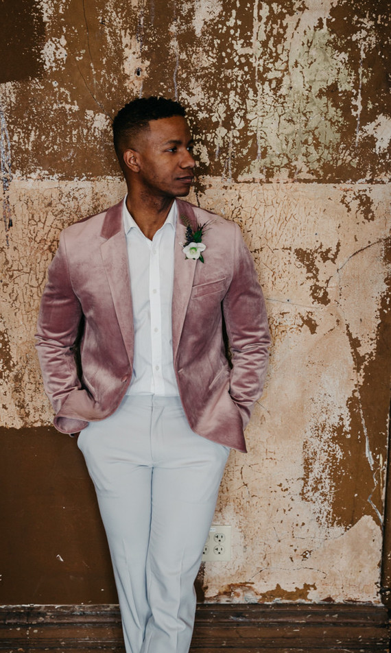 Fashion-forward groom style with a mauve jacket | Wedding & Party Ideas ...