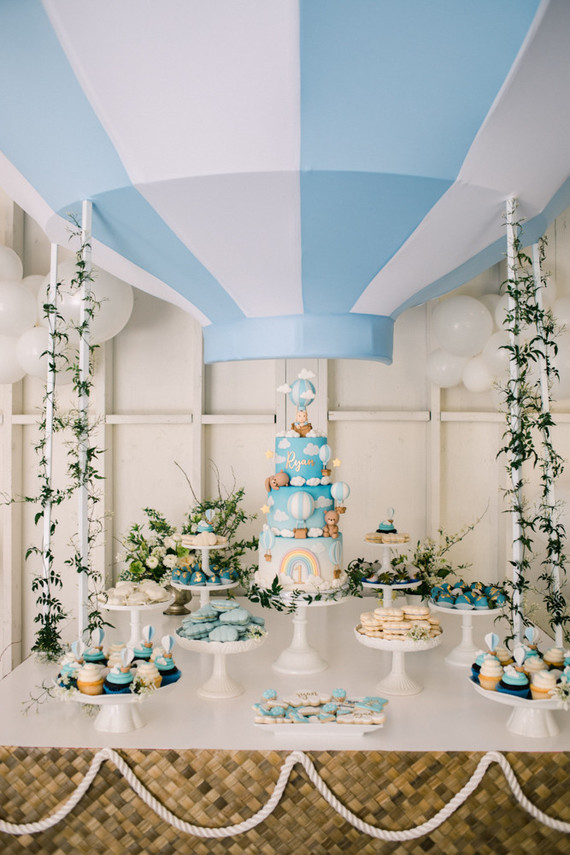 hot air balloon dessert table for an amazing 1st birthday party ...