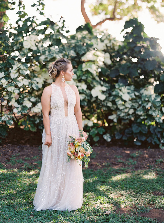 Romantic Hawaii wedding with an insanely cool dress, inspired by a Maui ...