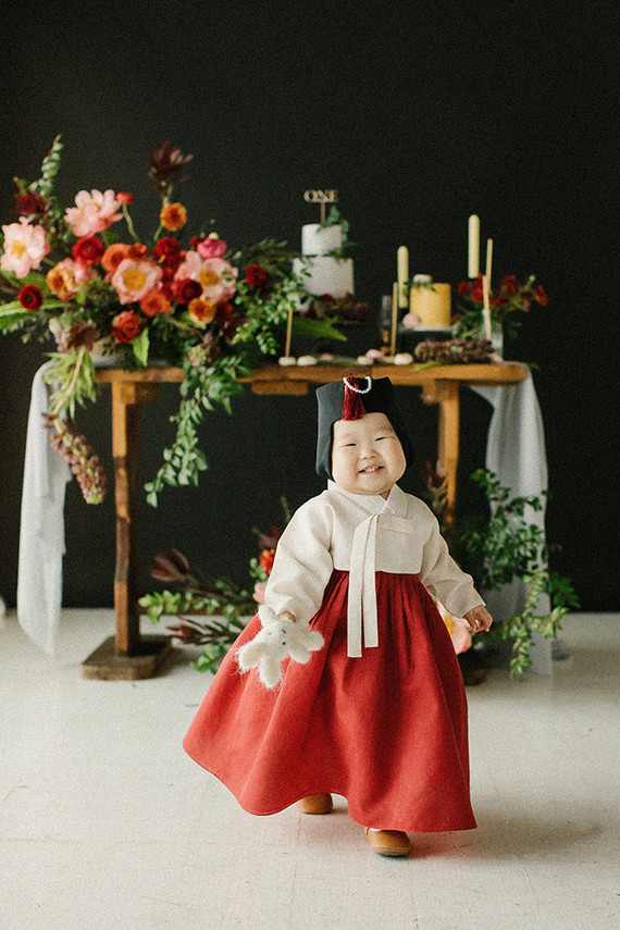 Elegant floral first birthday Korean Dol with peonies | Wedding & Party ...
