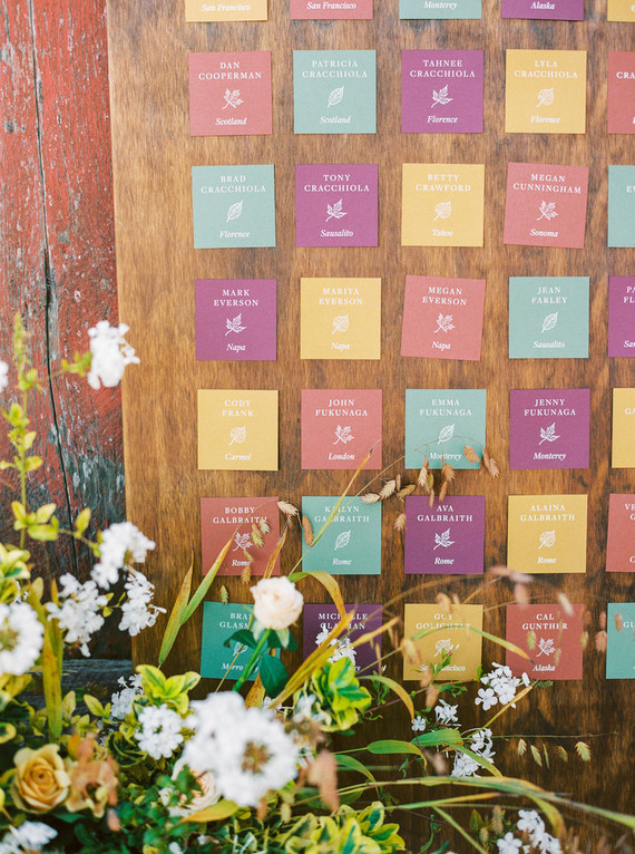 colorful seating chart idea | Wedding & Party Ideas | 100 Layer Cake