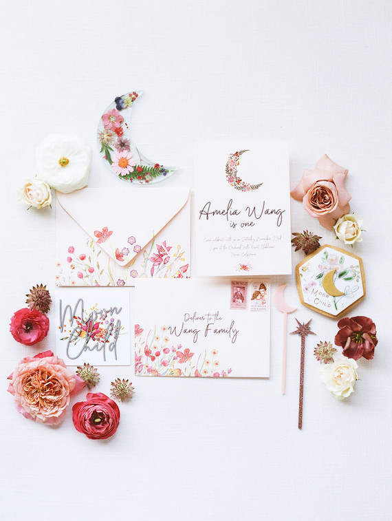 Moon Child celestial floral first birthday party | Wedding & Party ...