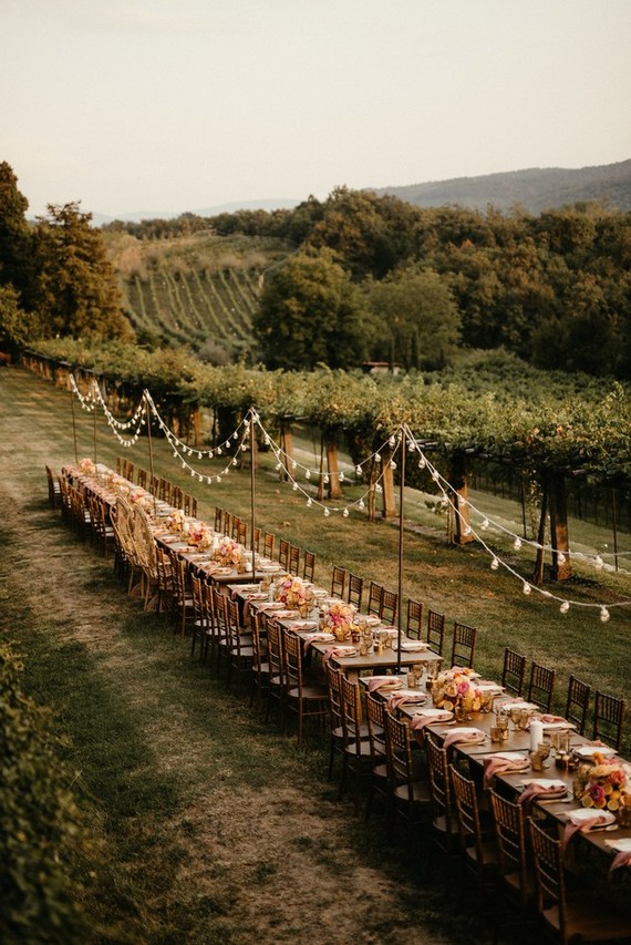 Long outdoor table with string lights | Wedding & Party Ideas | 100 ...