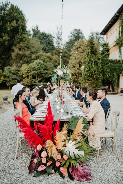 Colorful Italian wedding with a tropical twist and floral wedding dress ...